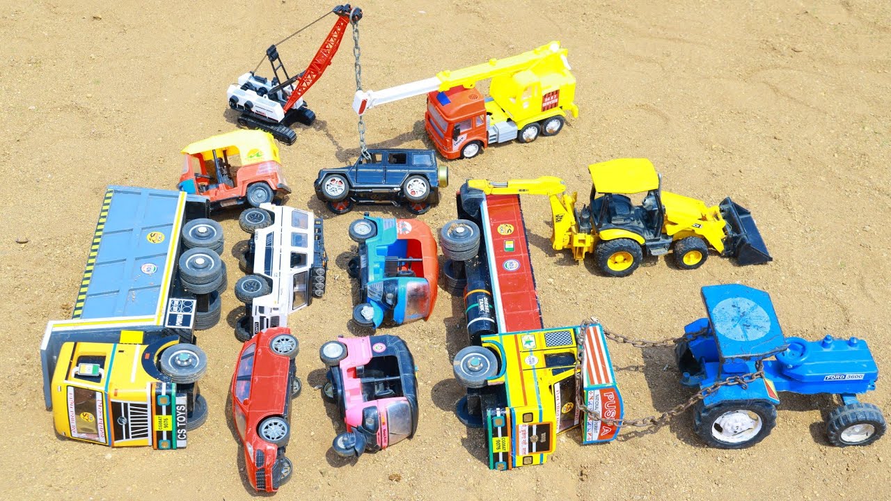 Pushpa Truck Dump Truck AutoRickshaw Black Scorpio Red GT Car Pulling ...