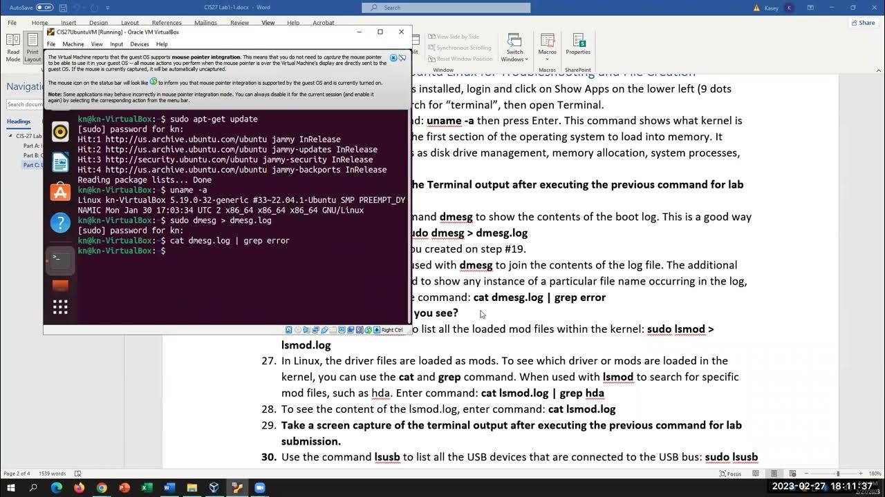 CIS27 Lab 1: Ubuntu Linux Command Line - YouTube
