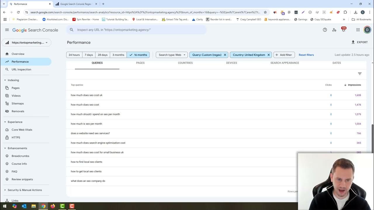 Google Search Console Regex To Find Question Queries - YouTube