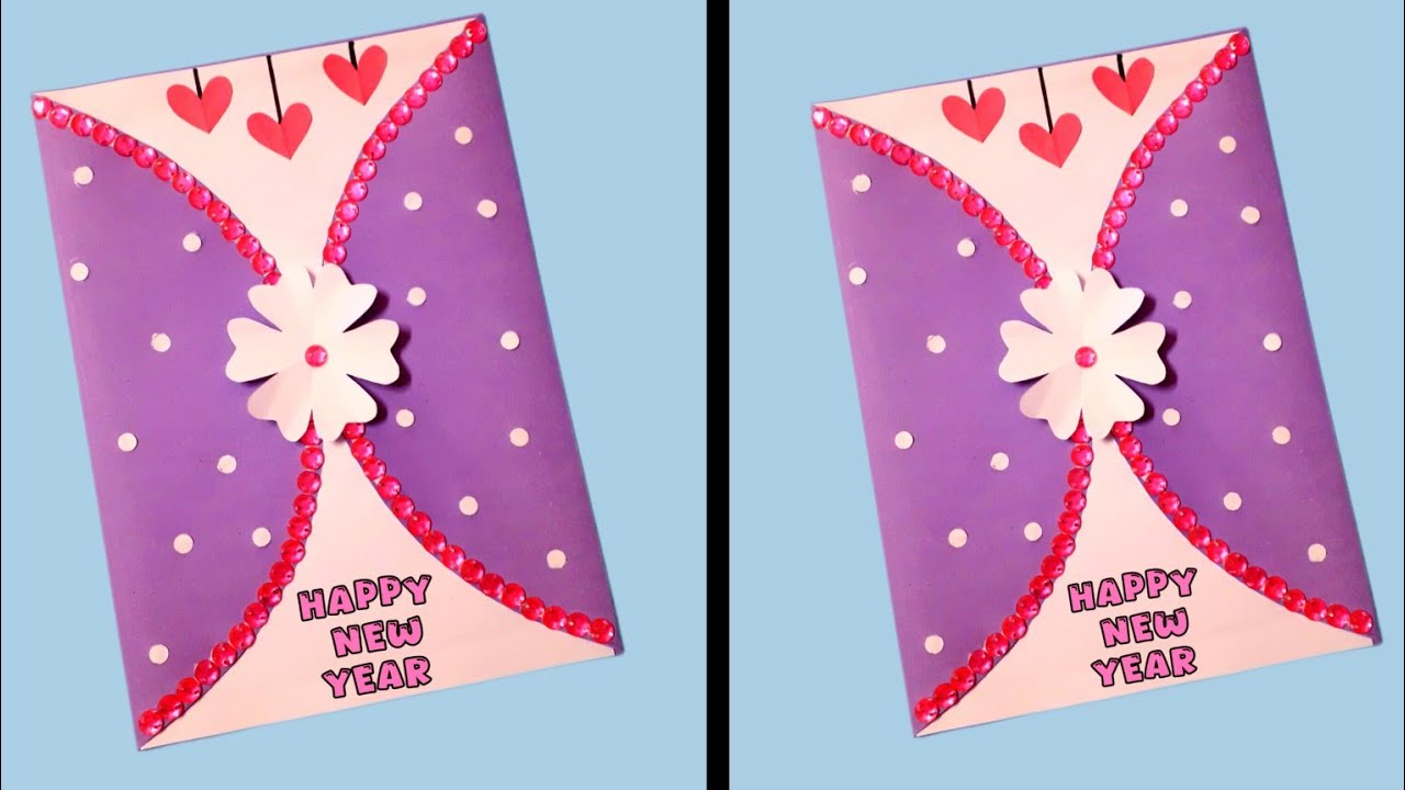How to make a new year greeting card | Card making ideas | Greeting ...
