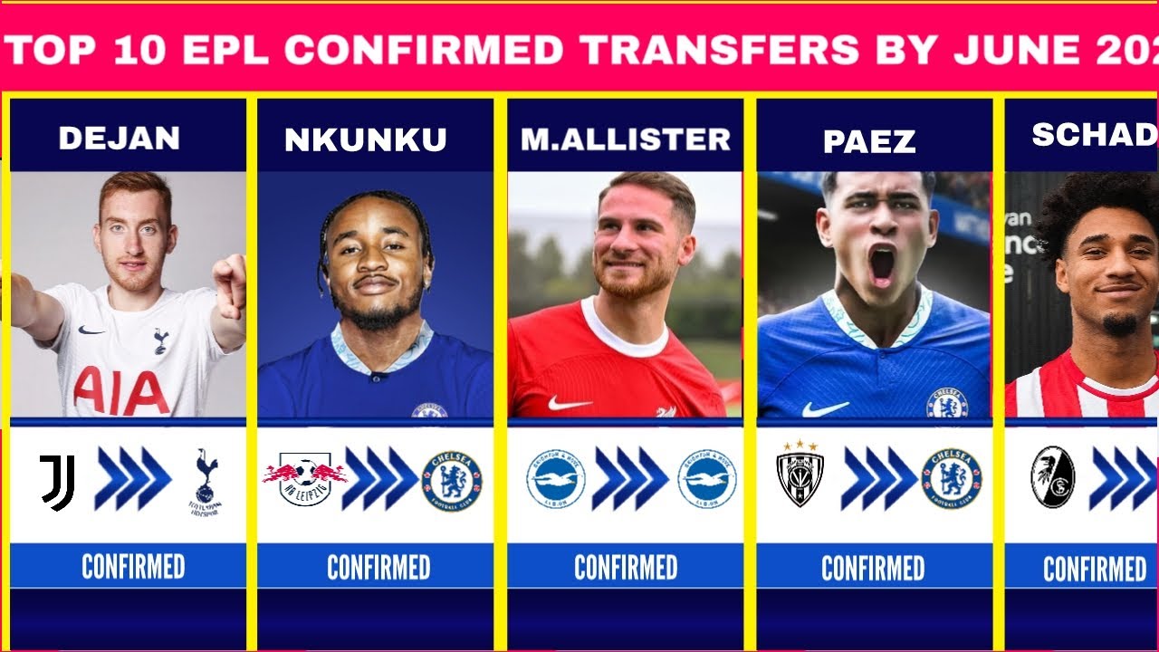 TOP TEN EPL CONFIRMED TRANSFERS BY JUNE 2023 - YouTube