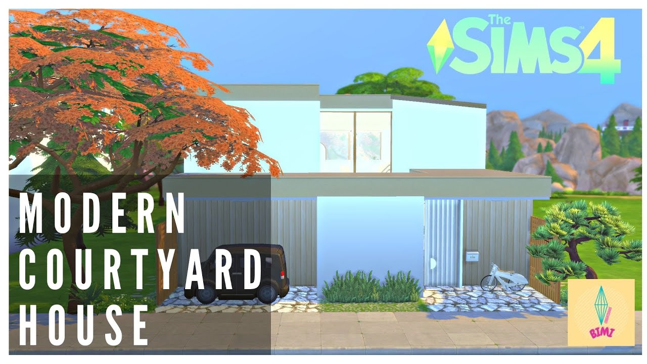 Modern courtyard House - Sims 4 - [House Tour] - with CC - YouTube