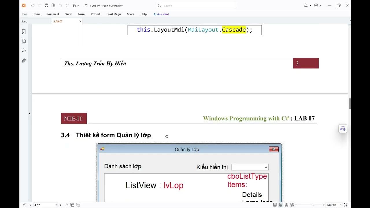 Lab07 ADONET Quản lý lớp ListView - YouTube