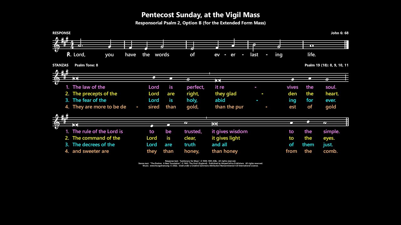 Pentecost Sunday, Vigil Mass: Responsorial Psalm 2 option B (extended ...
