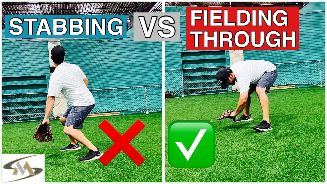 Stabbing at the ball vs fielding through the ball. #fielding #stabbing ...