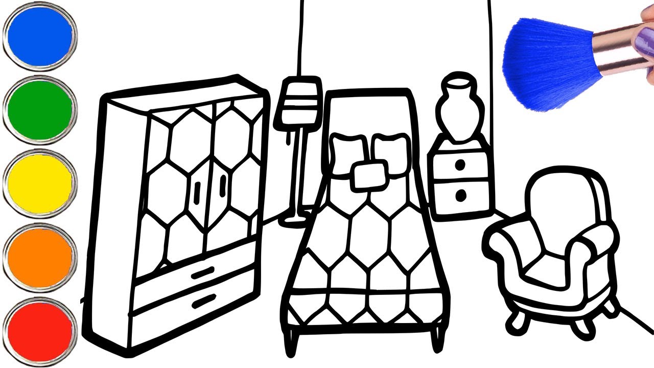 Draw with me Bedroom for kids | New Drawing and Coloring for Kids, toddlers. - YouTube