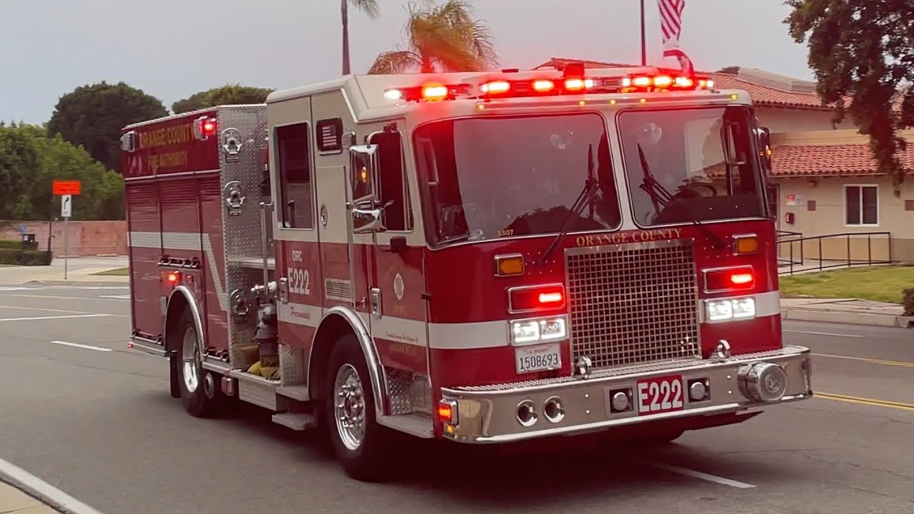 OCFA Engine 222 Responding With Air Horn - YouTube