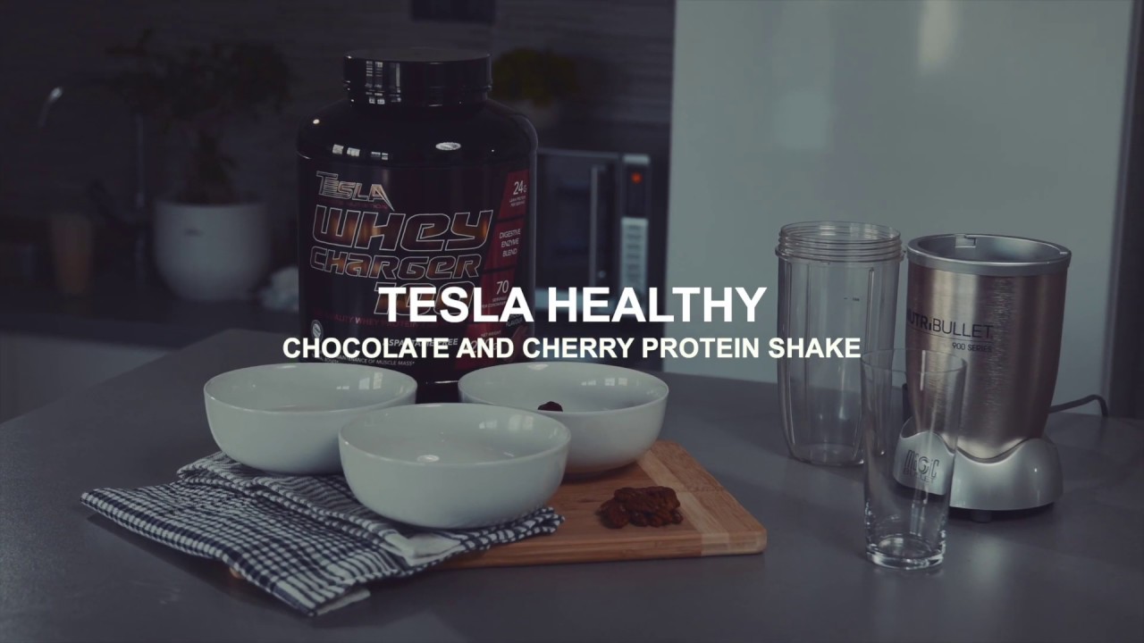 Tesla Healthy - Chocolate & Cherry Protein Shake - YouTube