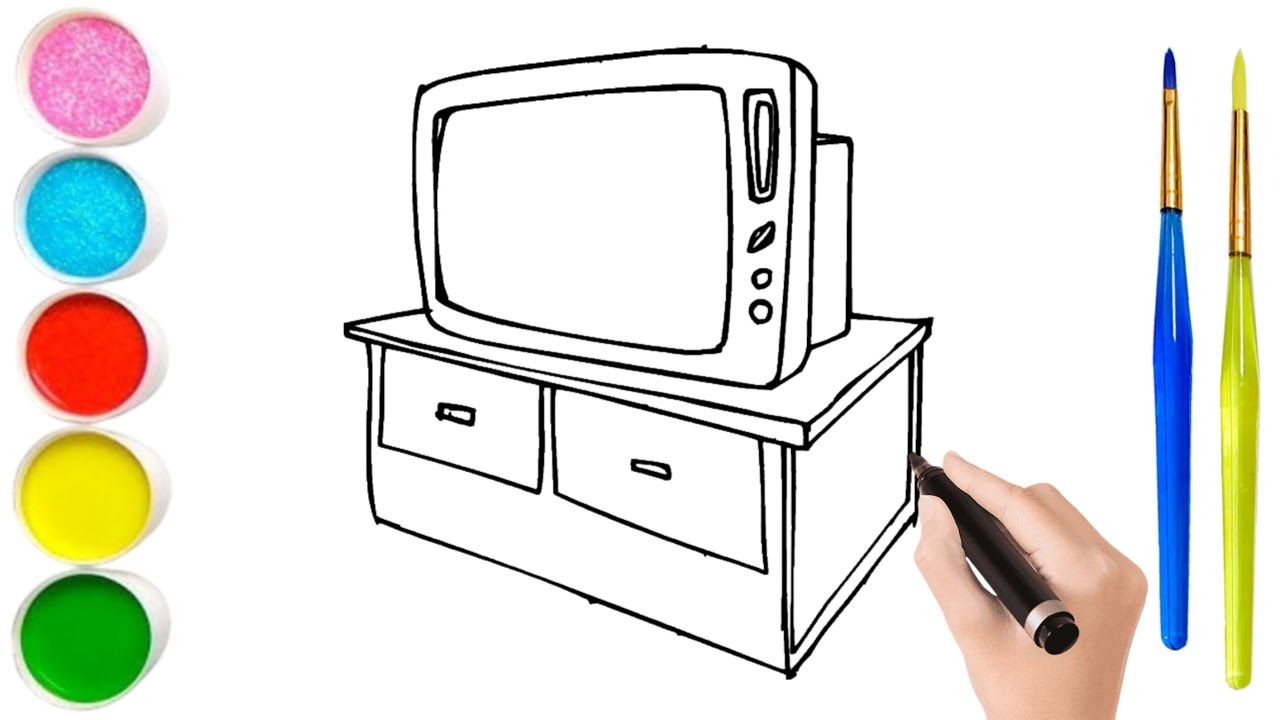 How to draw Table and Television | Drawing for Kids | Step by Step ...