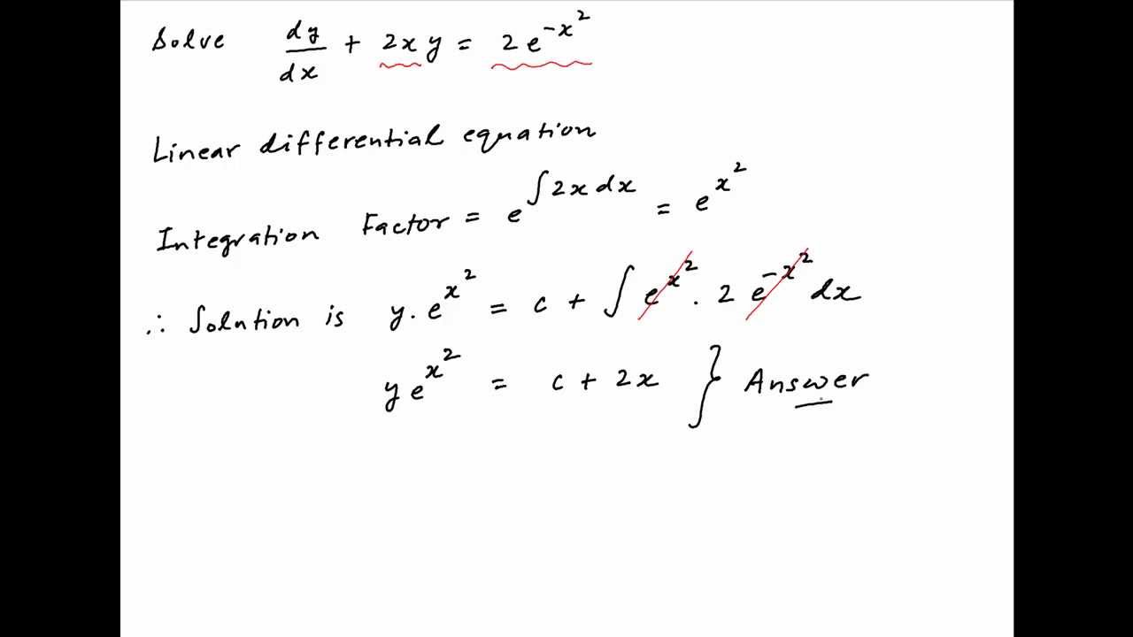 Solve The Differential Equation Dy dx 2xy 2exp square x YouTube