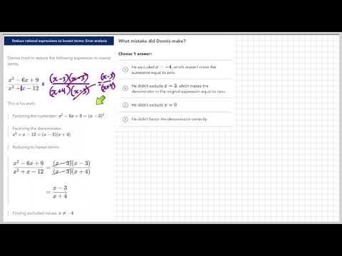 Simplifying rational expressions (error analysis) - YouTube