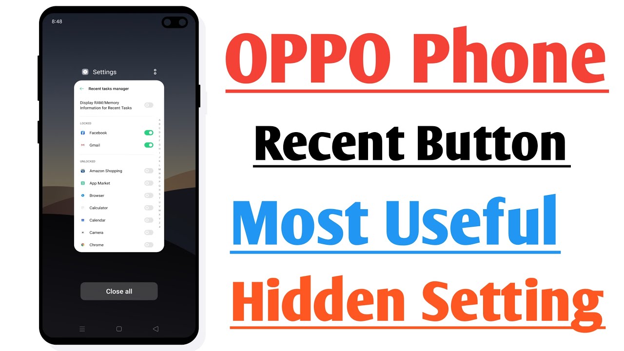 OPPO Phone Recent Button Most Useful Hidden Setting - YouTube