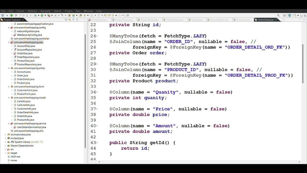 Spring tool suite | awonlineshopping src main java com onlineshopping ...