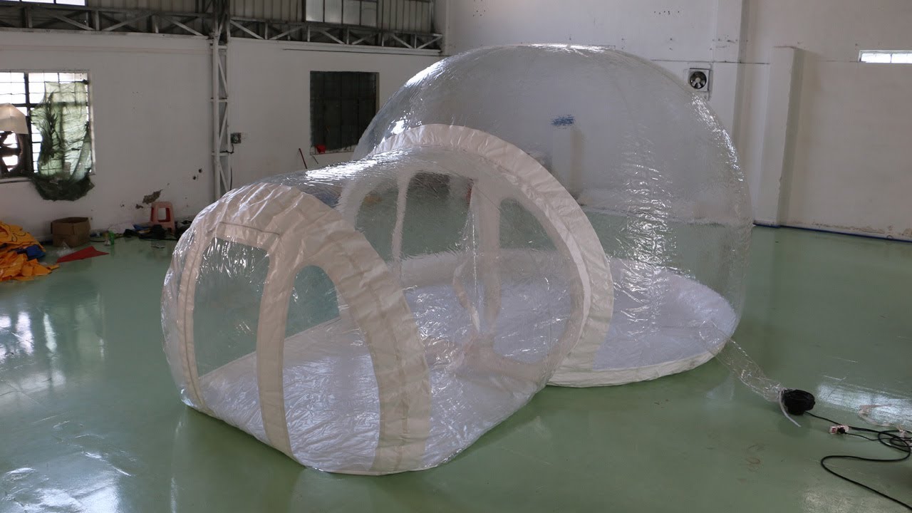 4m dome clear inflatable camping bubble tent with capsule tunnel - YouTube