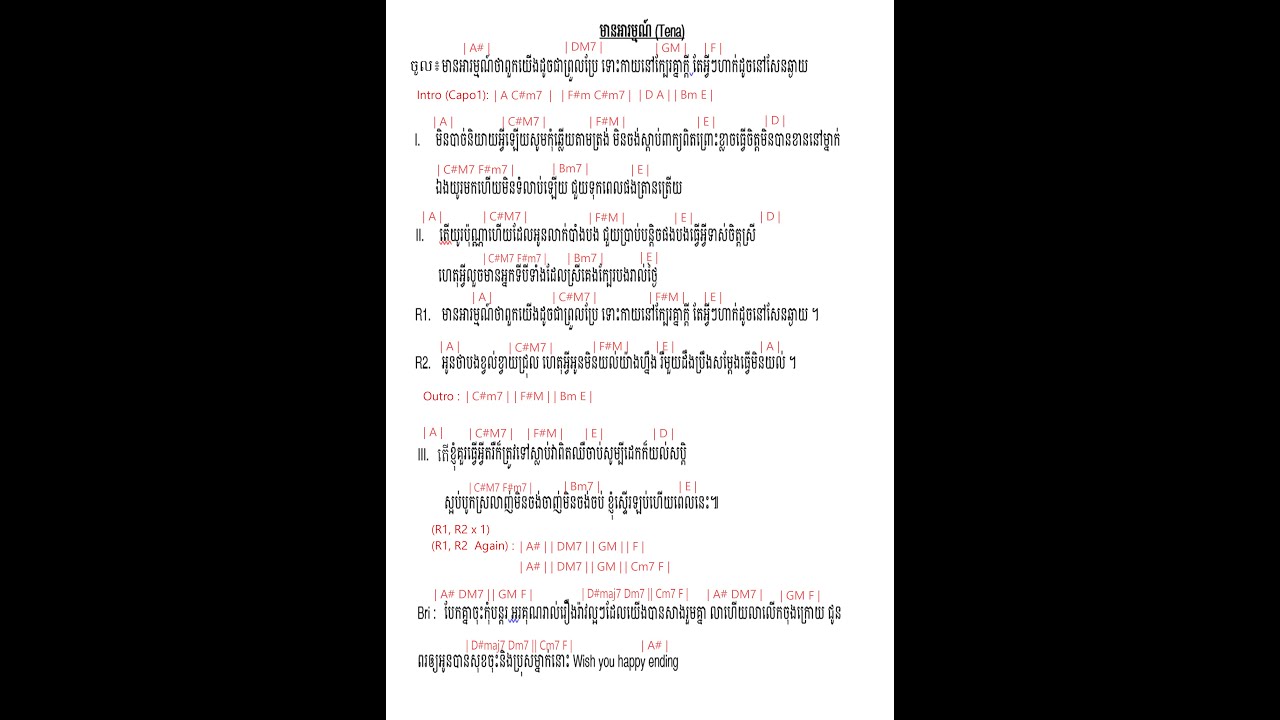 Tena - មានអារម្មណ៍ (Chords + Lyrics) - YouTube
