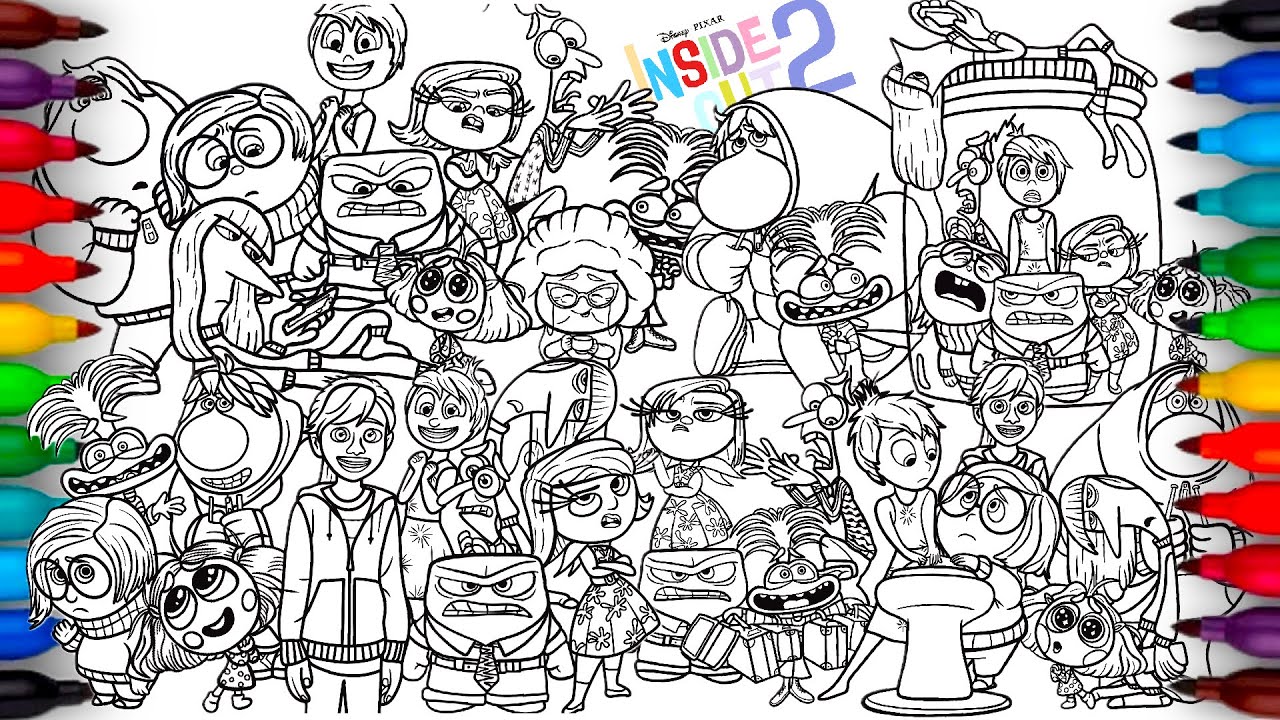 Inside Out 2 Coloring Pages Mix | How To Coloring Emotions from Inside ...