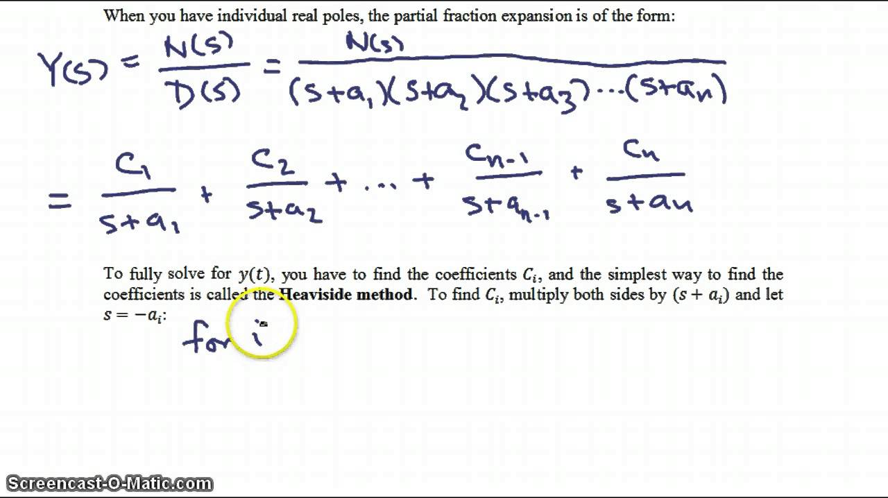 Partial fraction expansion: individual real poles - YouTube