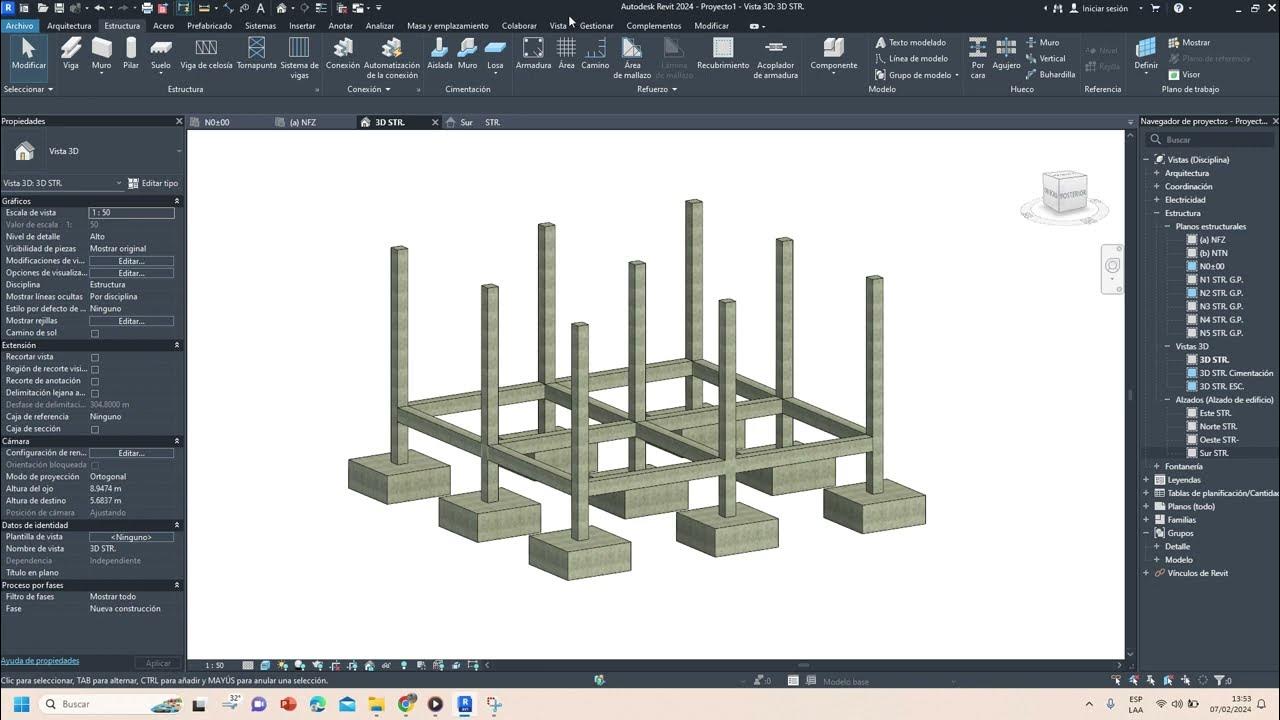 CREACIÓN DE ZAPATAS, COLUMNAS Y VIGAS EN REVIT 2024 - YouTube