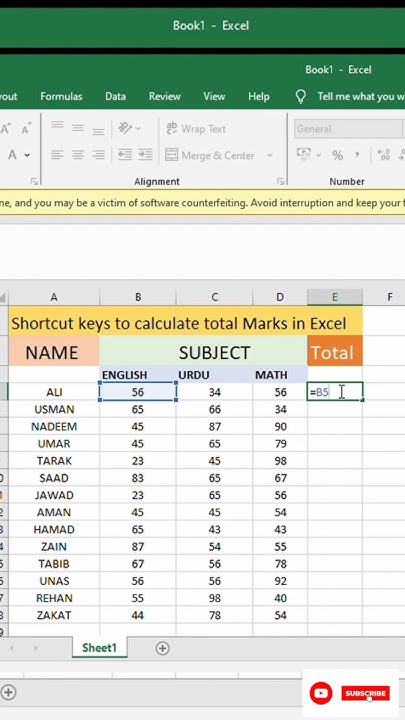 Sum Formula in Excel sheet | Excel Formula Sum | How to use formula in excel #viral# ...