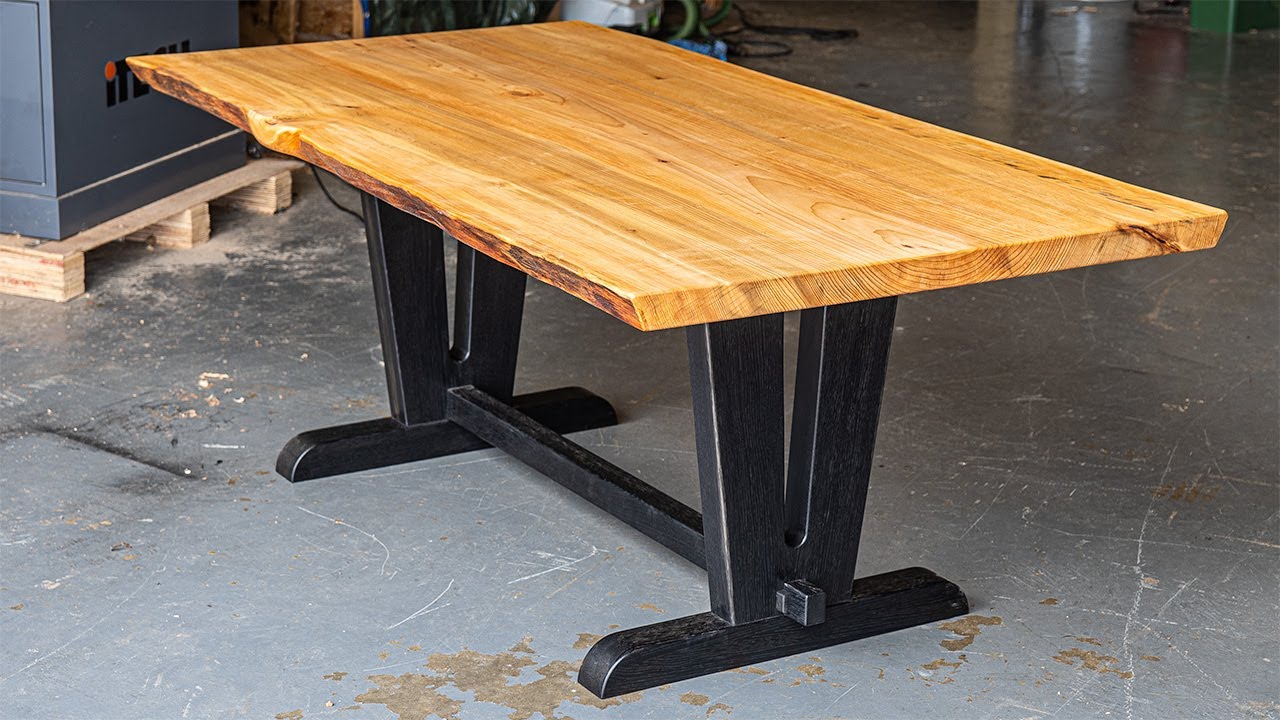 How I Made a Wood Slab Dining Table - YouTube
