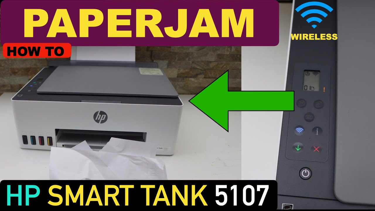 HP Smart Tank 5107 Paper Jam, Error Light Flashing. - YouTube