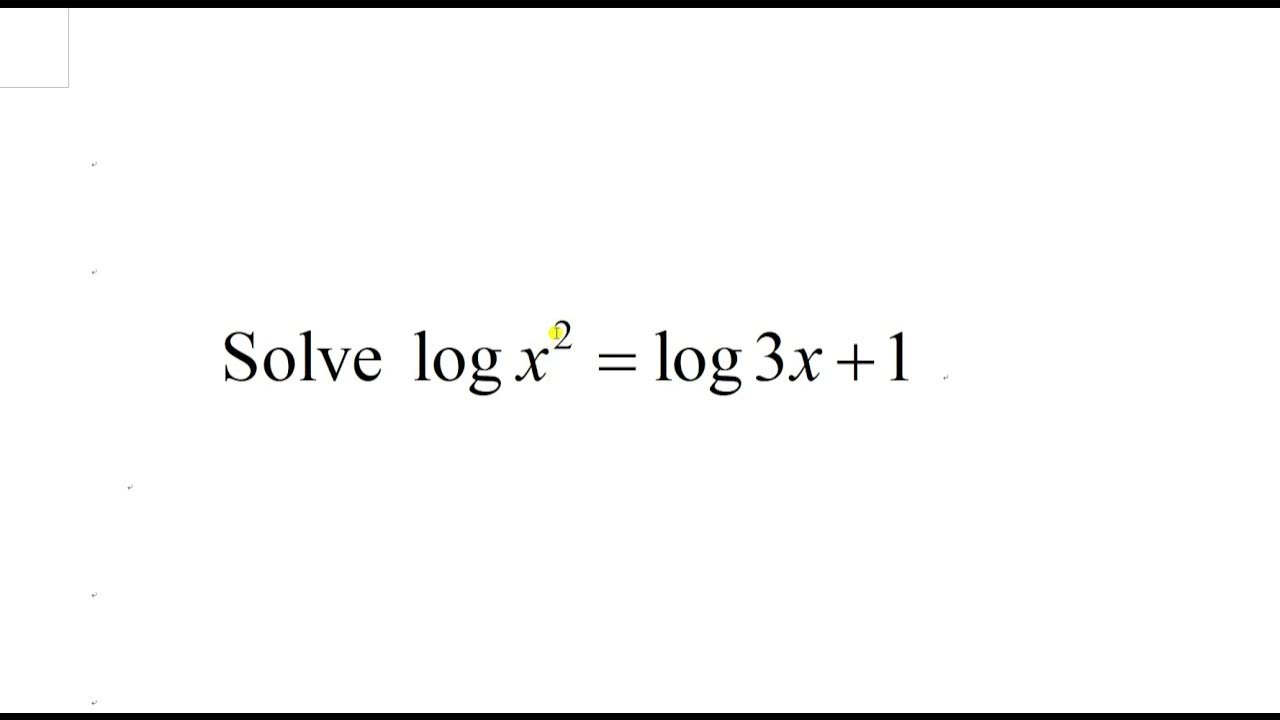 Solving Logarithm Equation using properties of logarithm 04 - YouTube
