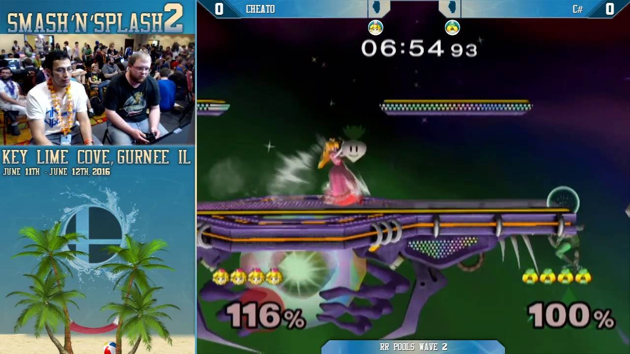 Smash'N'Splash 2 - Cheato (Peach) vs. C# (Sheik) - SSBM - RR Pools Wave ...