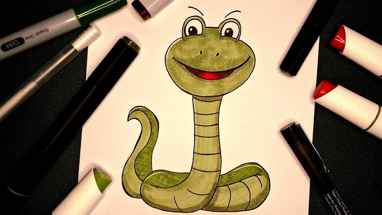 Cute Snake Speed Drawing - Alcohol Marker Illustration | Masterful ...