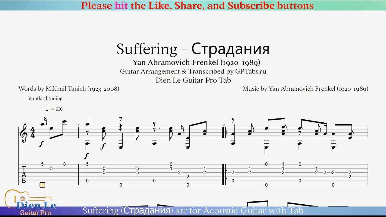 Suffering (Страдания) arr for Acoustic Guitar with Tab - YouTube