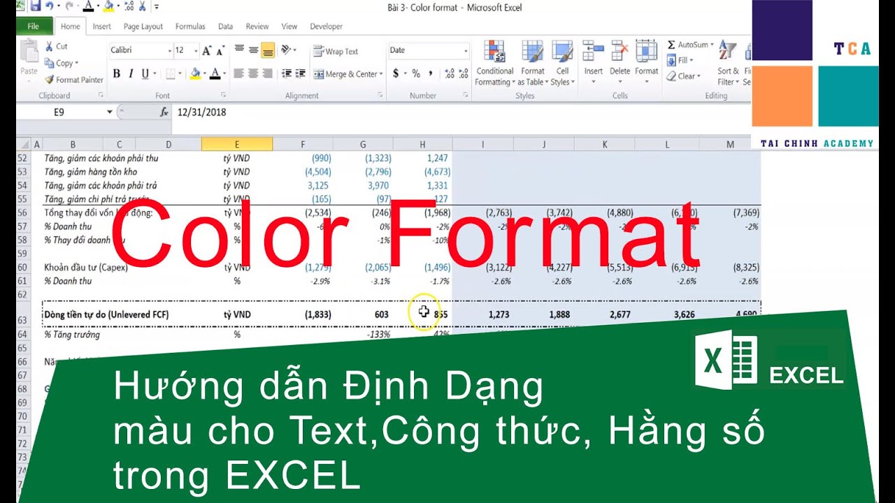 Cách chỉnh format màu đối với text, formula, constant,... trong excel ...