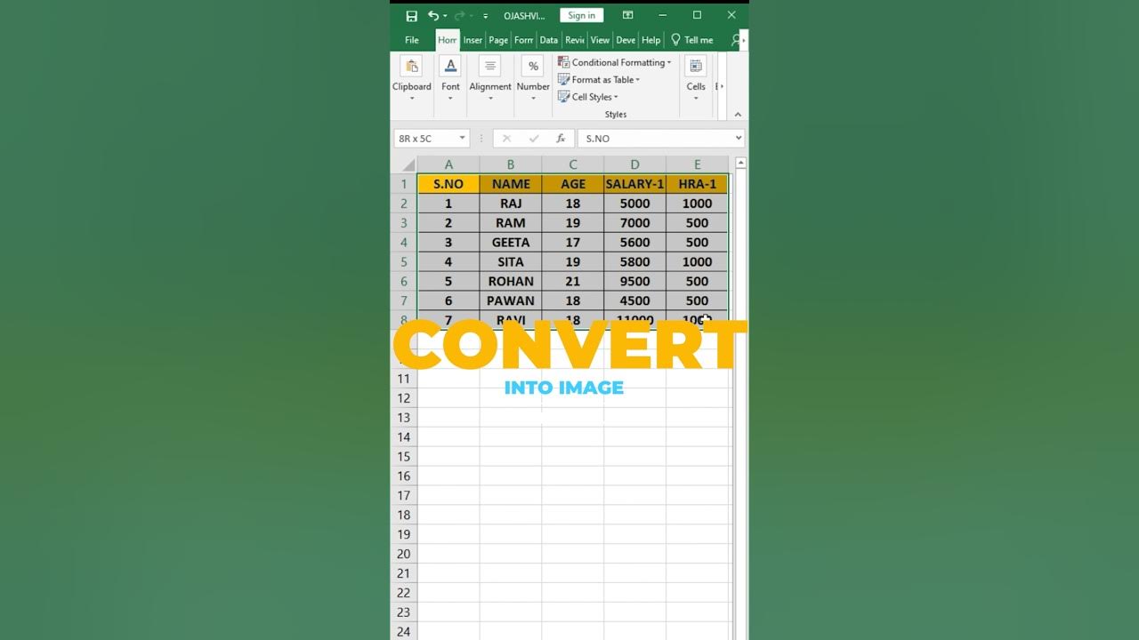 Convert Excel Data into image #youtubeshorts #exceltech #ytshorts #exceltips #trending - YouTube