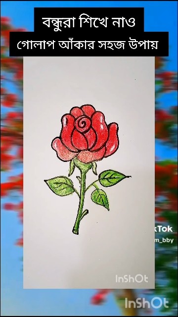 গোলাপ আঁকার সহজ উপায় 🌹🌹#art # golap # drawing - YouTube