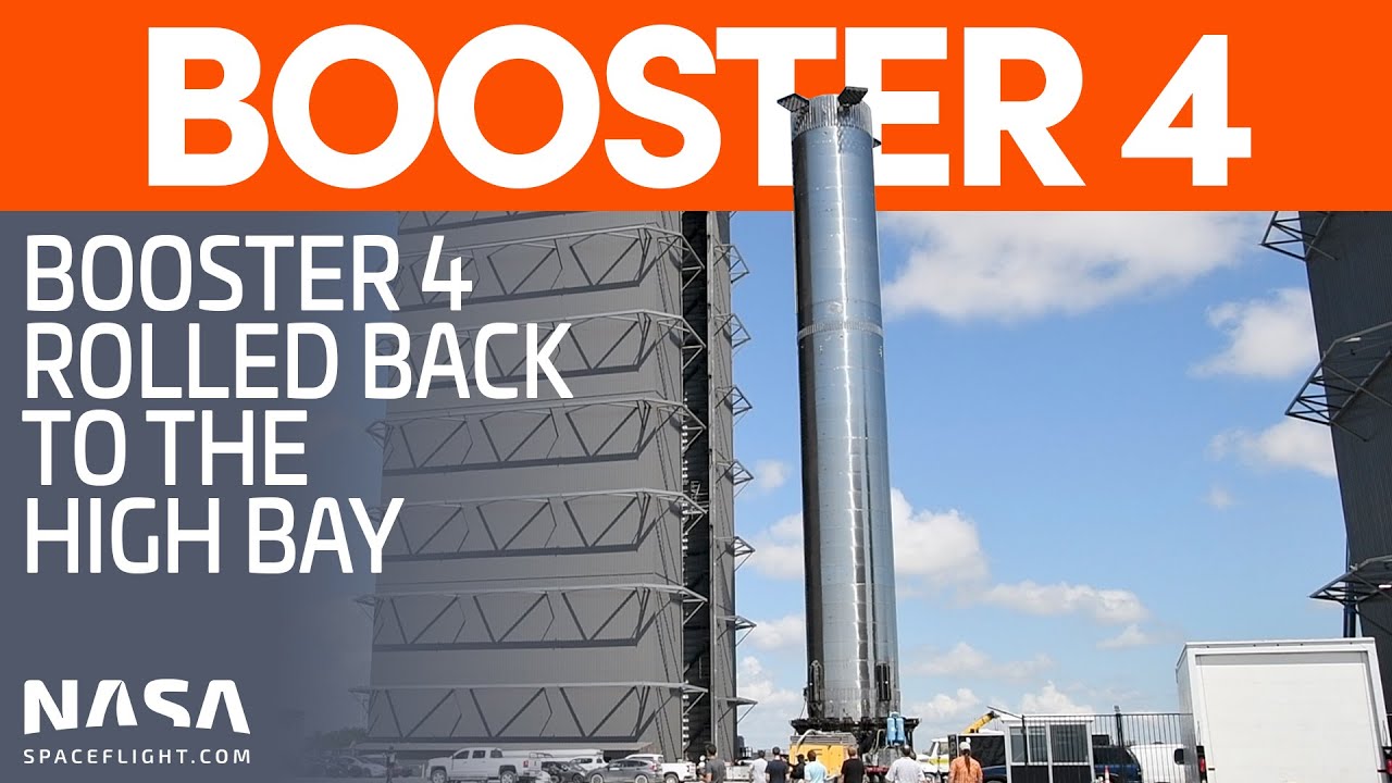 Super Heavy Booster 4 Rolls Back to the High Bay | SpaceX Boca Chica ...