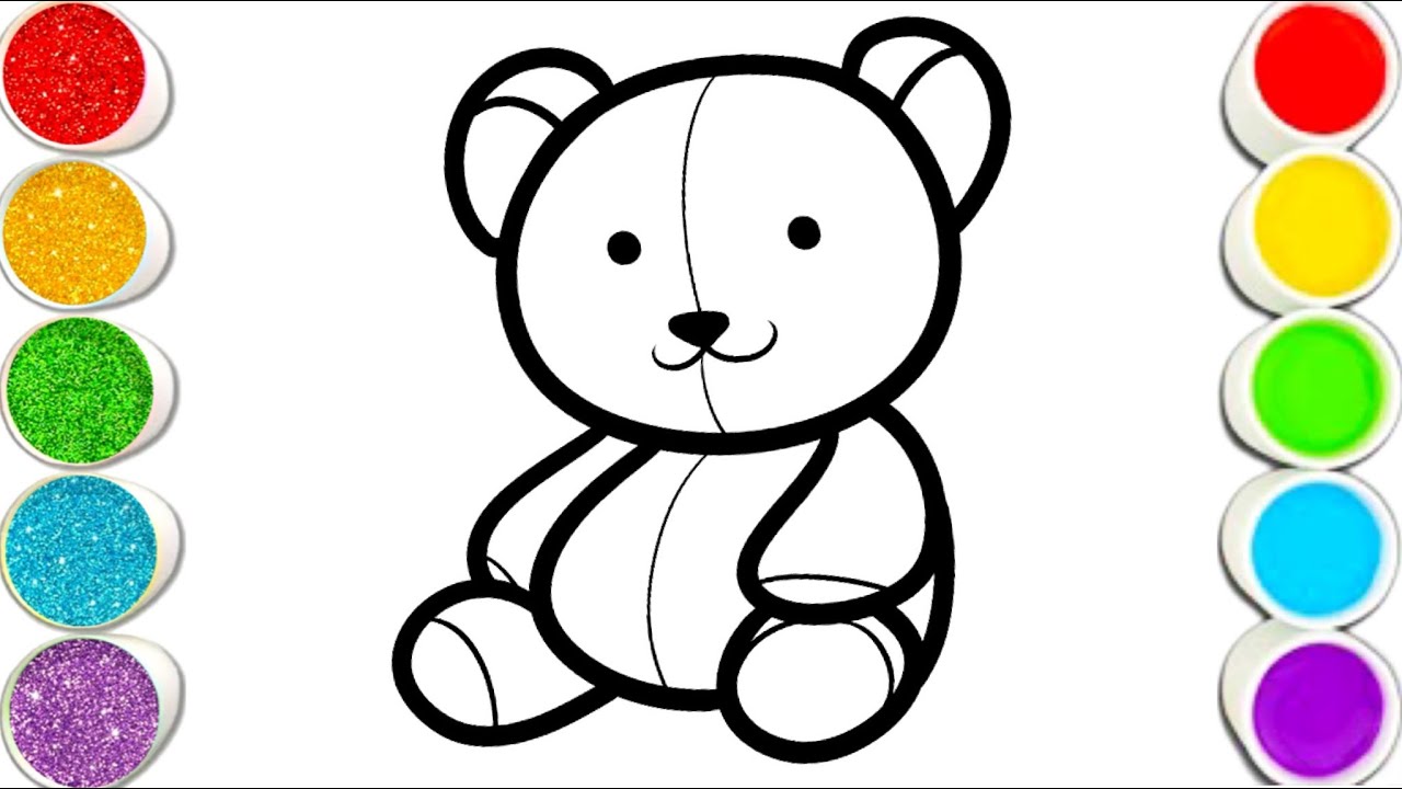 Cute Teddy🧸 Drawing Colouring and Painting for Kids and Toddlers | How ...
