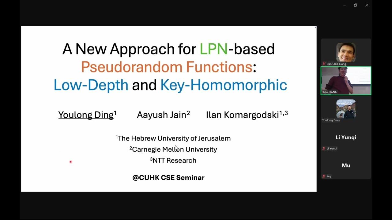 Constructing Low-depth Pseudorandom Functions from LPN - YouTube