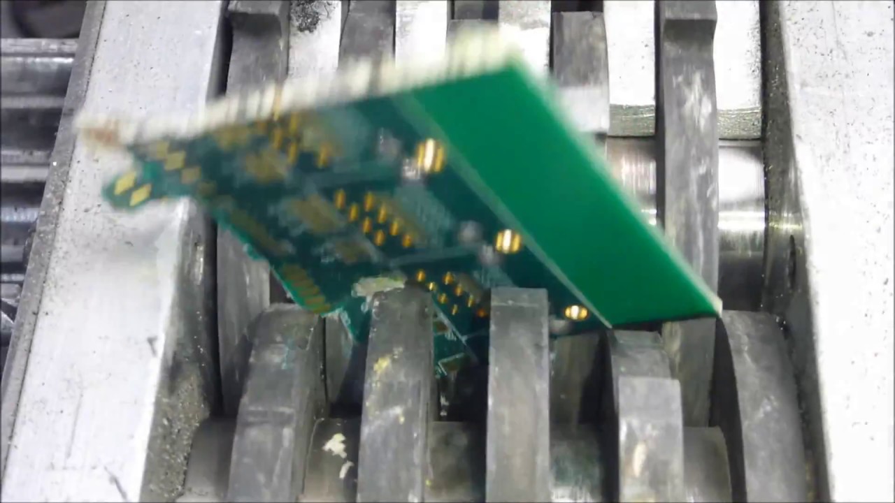 Shredding industrial PCB samples - YouTube