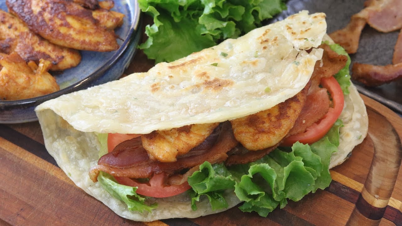 Chicken BLT Wrap Recipe (Taiwanese Shou Zhua Bing) - YouTube