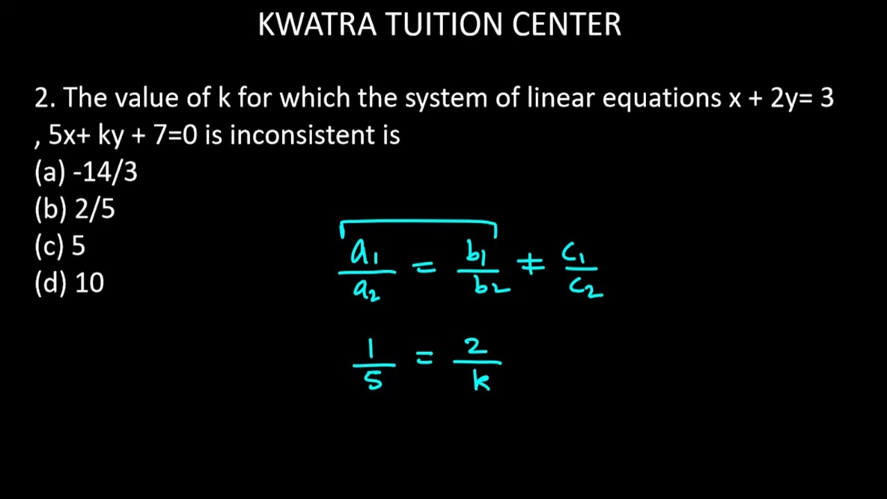 2 The Value Of K For Which The System Of Linear Equations X 2y 3 2-the-value-of-k-for-which-the-system-of-linear-equations-x-2y-3