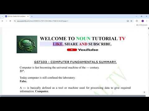 GST103 COMPUTER FUNDAMENTALS SUMMARY, COMPLETE SECTION. - YouTube