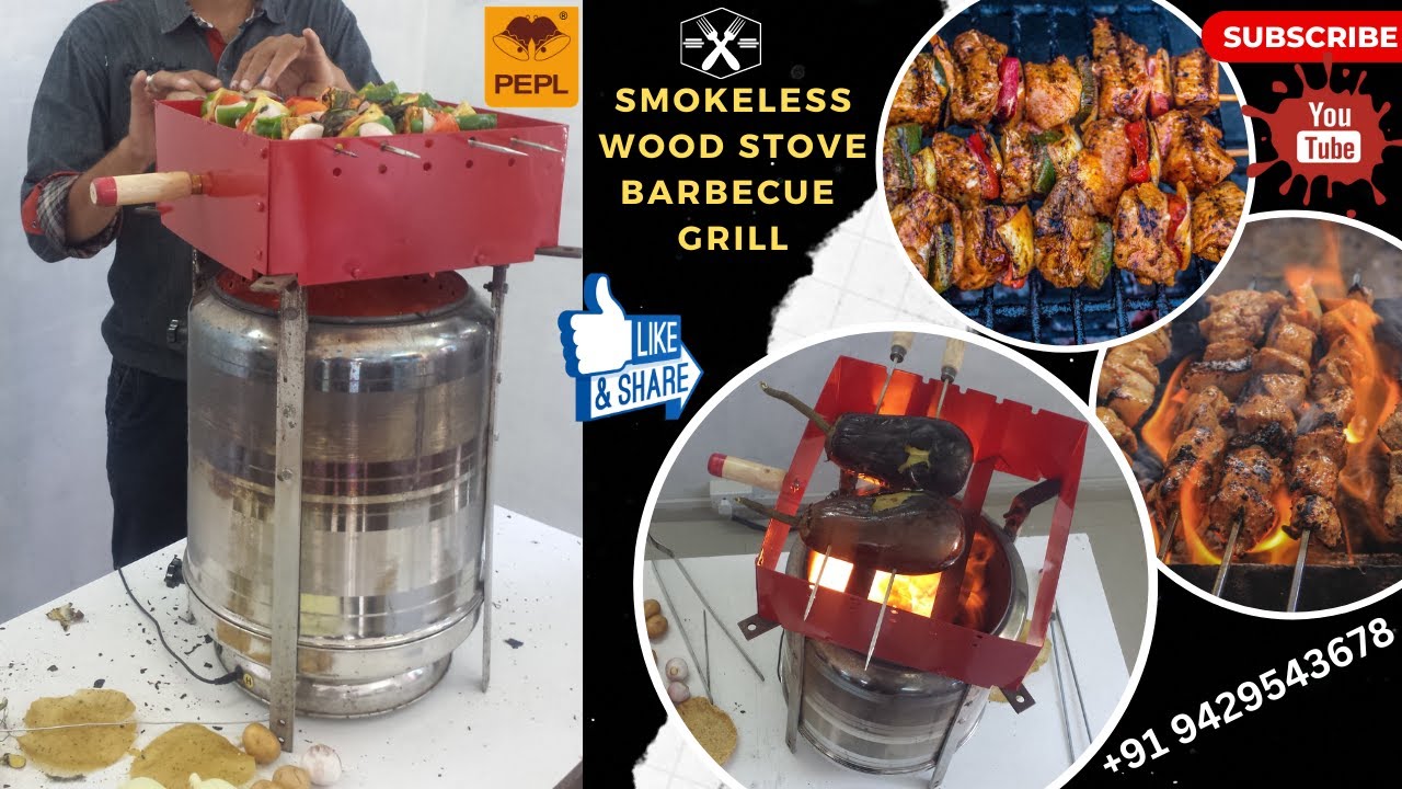Smokeless Wood Stove Barbeque Grill | Smokeless Wood Burning Cooking ...