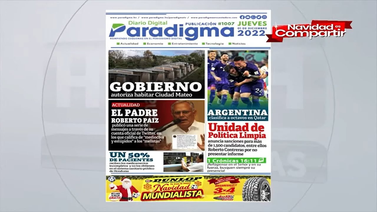 Titulares de Portada presentadas en HCH 01 DE DICIEMBRE DEL 2022 ...