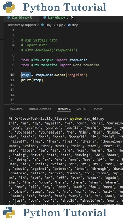 Removing Stop Words From Text In Python | Python Tutorial - YouTube