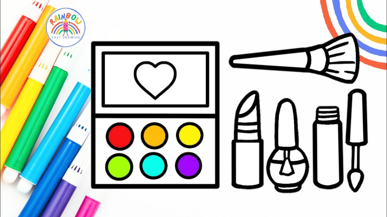 How to Draw Makeup Set Step by Step | Makeup Set Drawing for Little ...