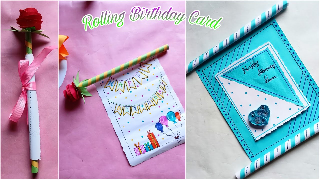 2 types Rolling card for Birthday / unique birthday card for loved ones ...
