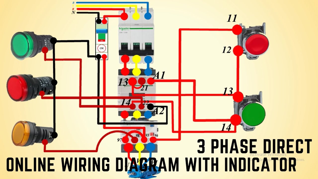 3 PHASE DIRECT ONLINE STARTER WITH INDICATOR - YouTube