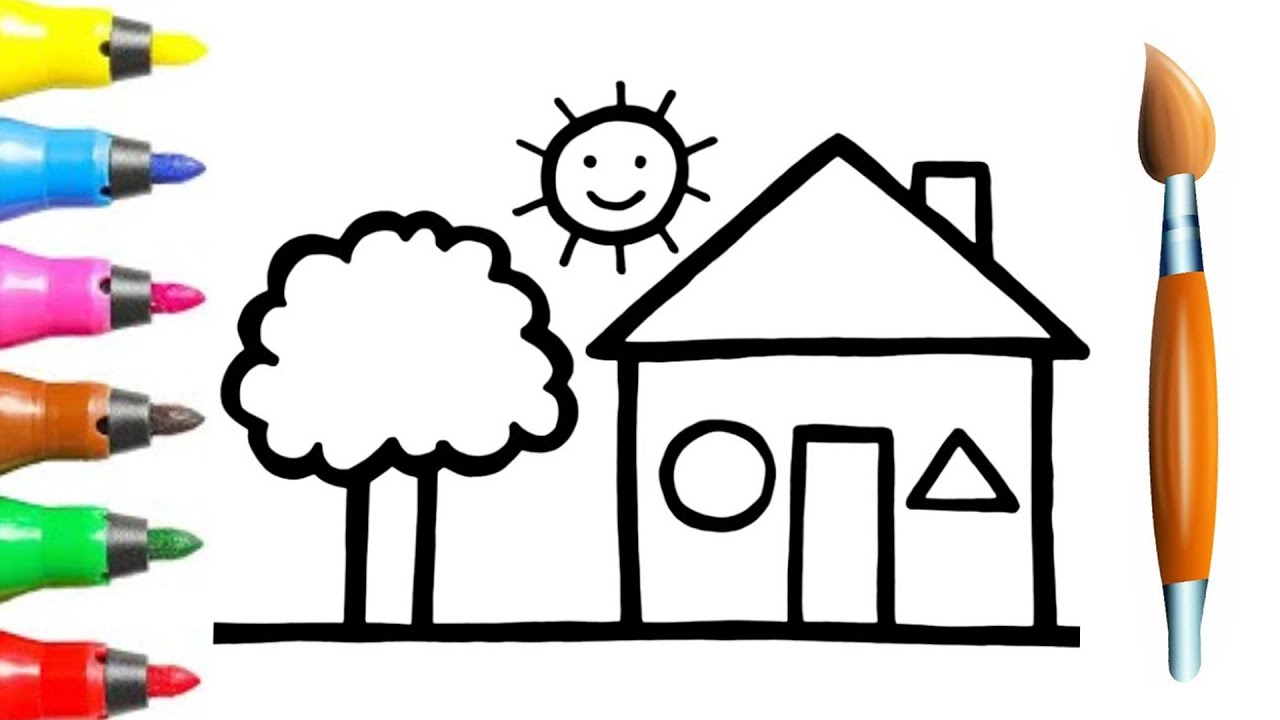 House From Shapes Drawing for Kids and Toddlers| ABCD Rhymes Song for ...