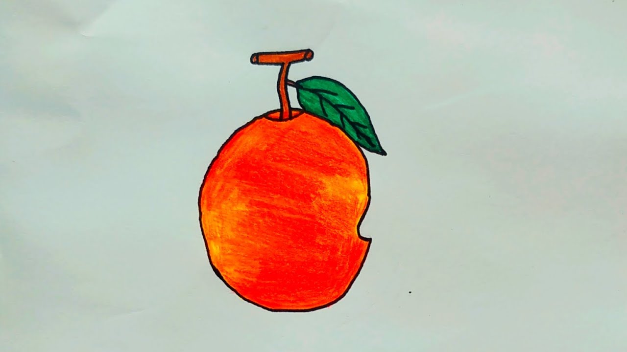 Mango Drawing || How to Draw Mango Step by Step || Mango Drawing Colour ...