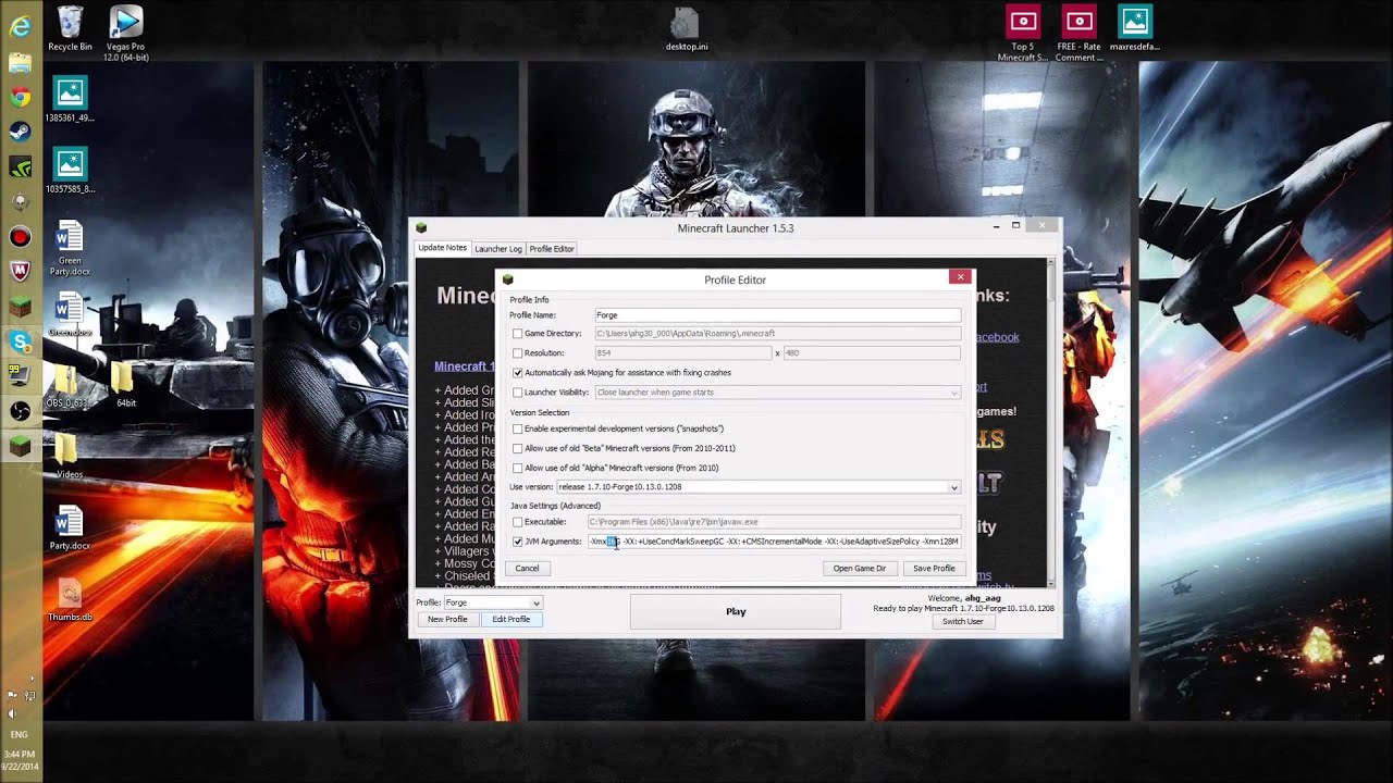 HOW TO INCREASE FPS IN MINECRAFT BY ALLOCATING MORE RAM (MINECRAFT 1.8 ...