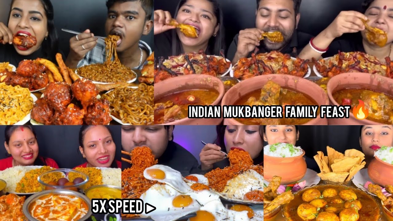 INDIAN MUKBANGER EATING HUGE MEALS WITH THEIR FAMILY 🥵🔥| SPEED EATING ...