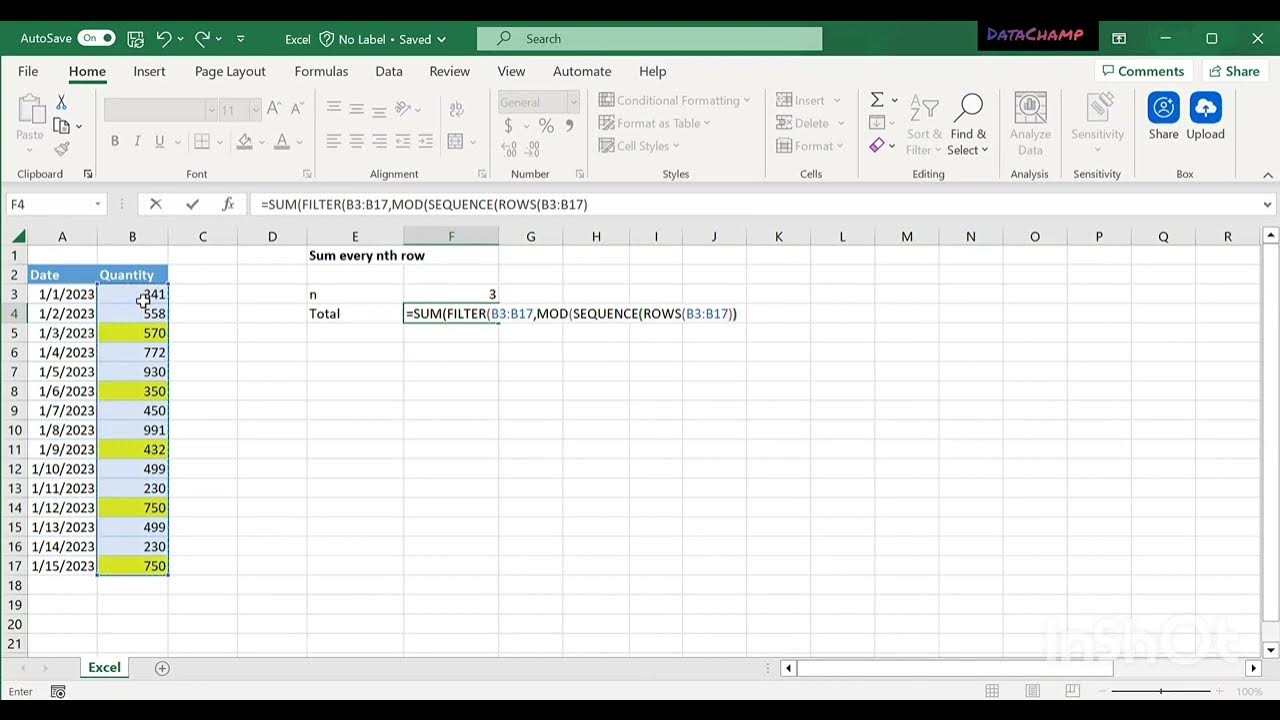 How to get sum of every nth rows in Excel - YouTube